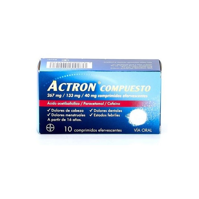 ACTRON COMPUESTO 267 MG/133 MG/40 MG 10 COMPRIMIDOS EFERVESCENTES ...